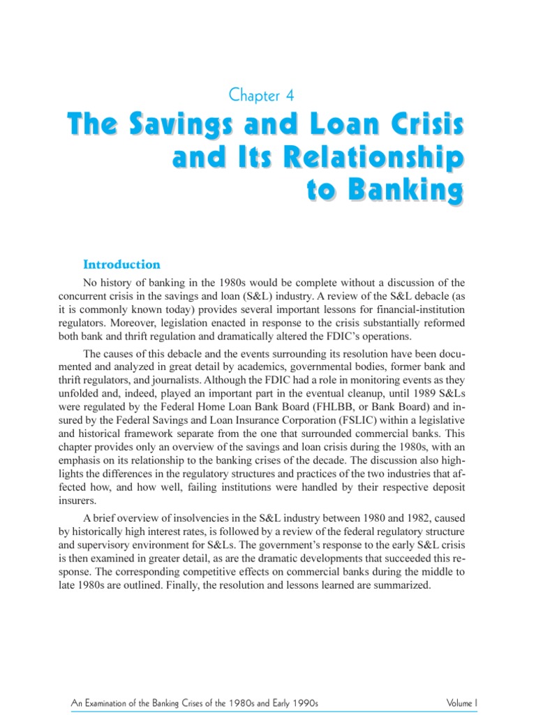 An Overview of the Savings and Loan Crisis of the 1980s and its Impact ...