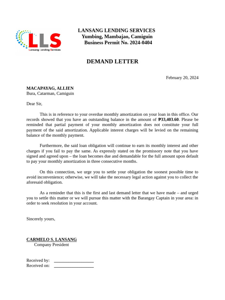 Final Notice Pdf Loans Interest