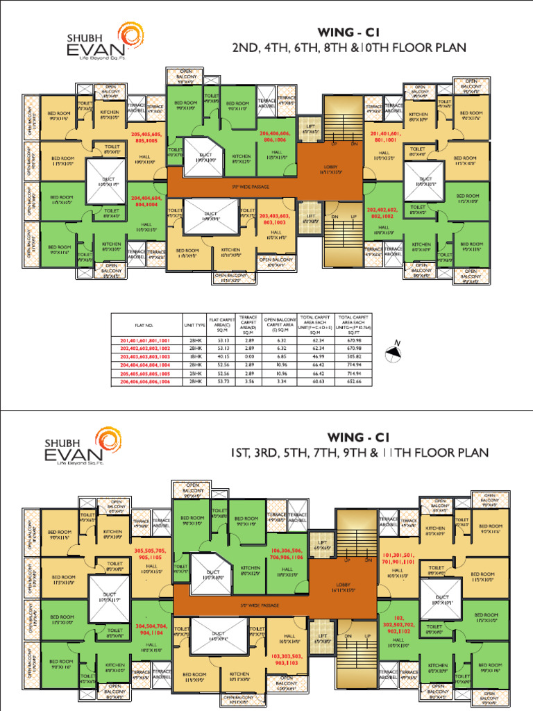Shubh Evan C wing Floor Plan | PDF