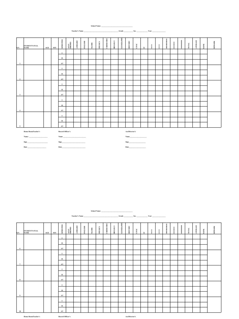 GRADE 9 To 12 Roster Plus Transcript Max 16 Subjects | PDF