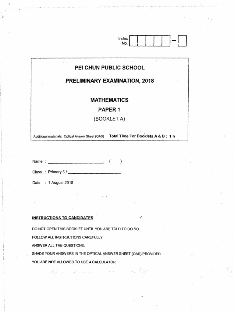 P6 Maths SA2 2018 Pei Chun Exam Papers | PDF | Mathematics