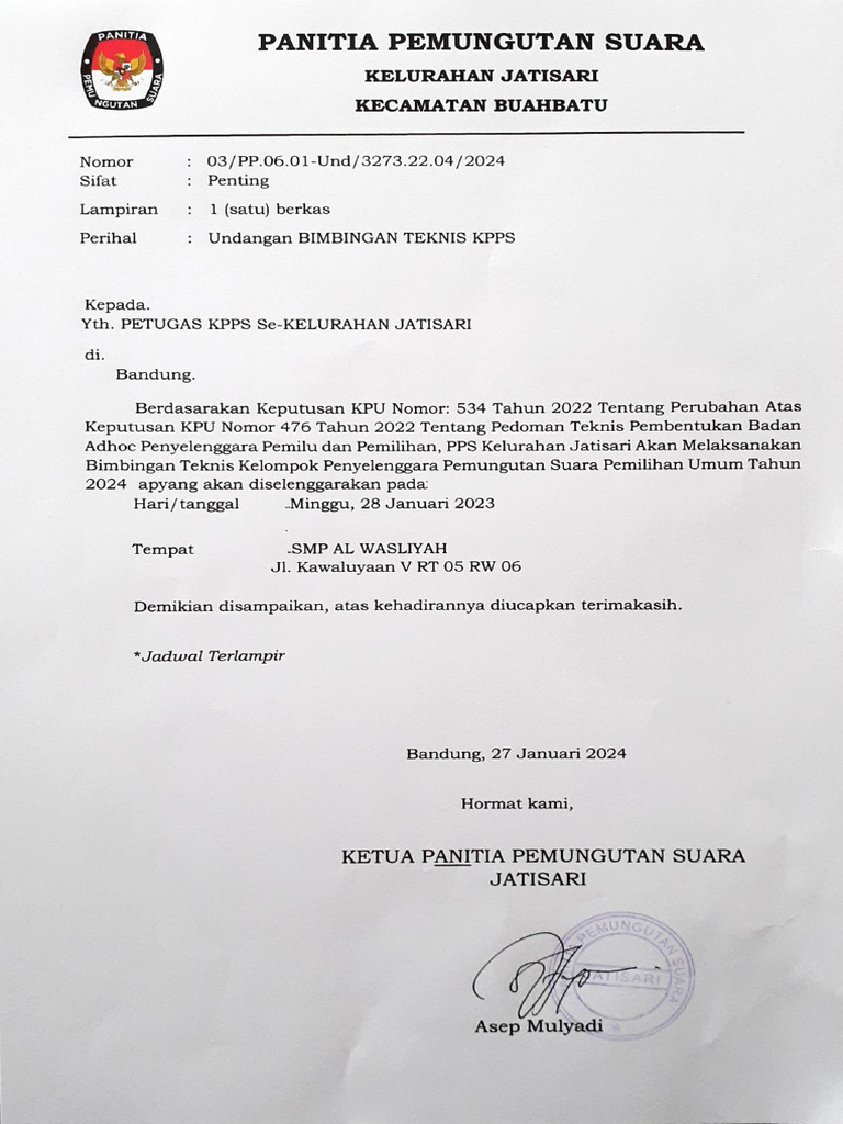 Undangan Bimtek KPPS | PDF