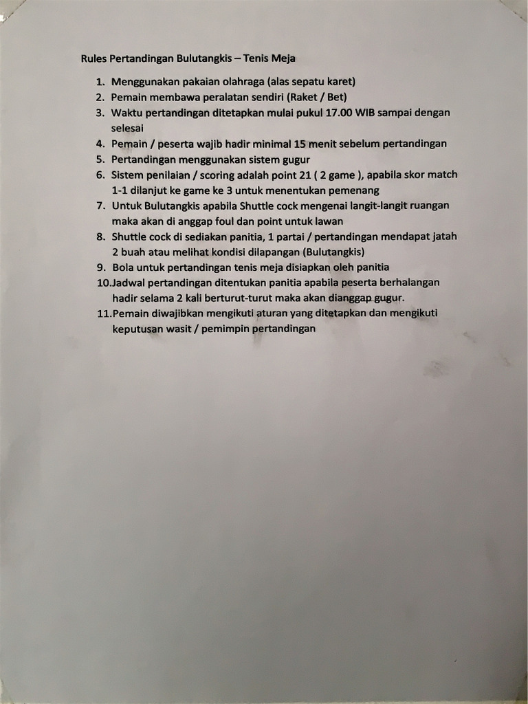 Peraturan Pertandingan | PDF