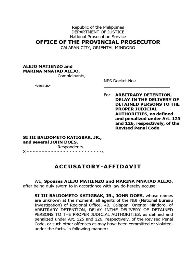 ACCUSATORY AFFIDAVIT ANINUAN | Download Free PDF | Affidavit | Human Rights