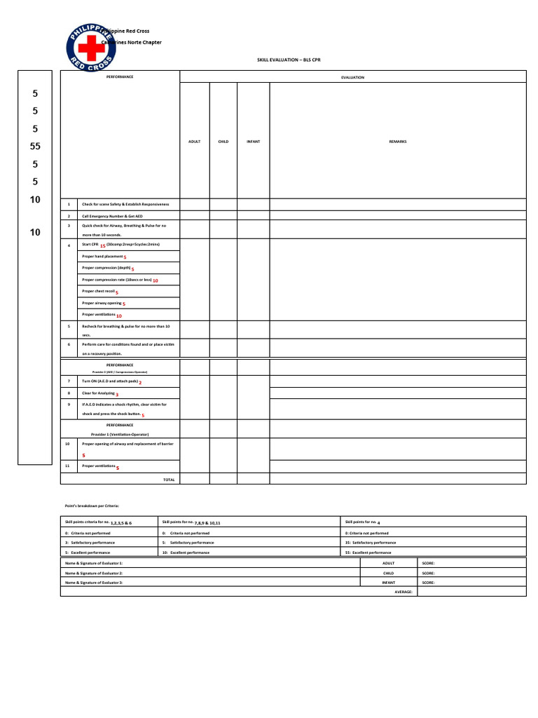 BLS Skills Sheet | PDF | Cardiopulmonary Resuscitation | Medical Treatments