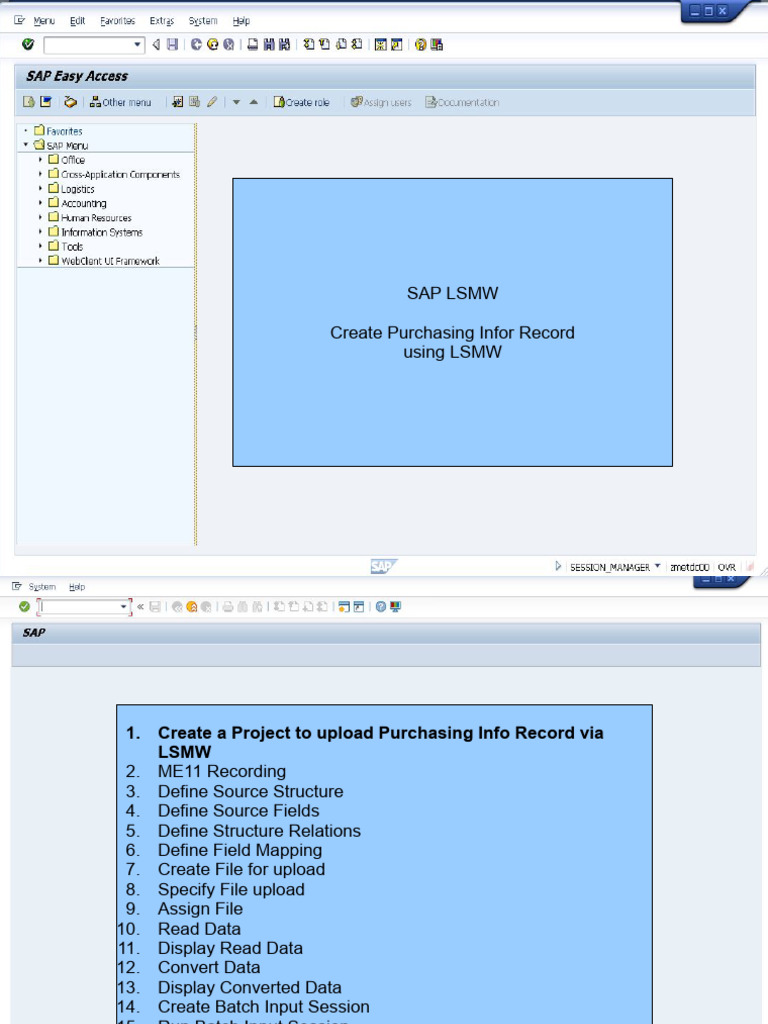 SAP - LSMW Create Purchasing Infor Record Using LSMW | PDF | Comma Separated Values | Software