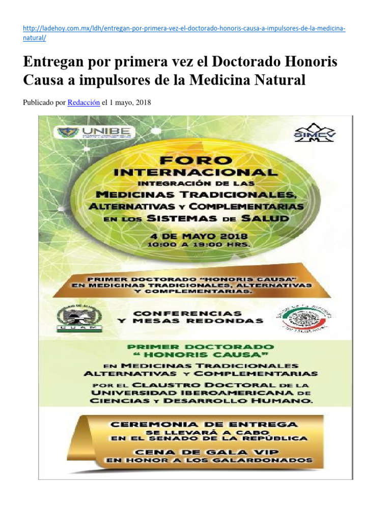 Entregan Doctor Honoris Causa a David Duarte | PDF | Doctorado ...