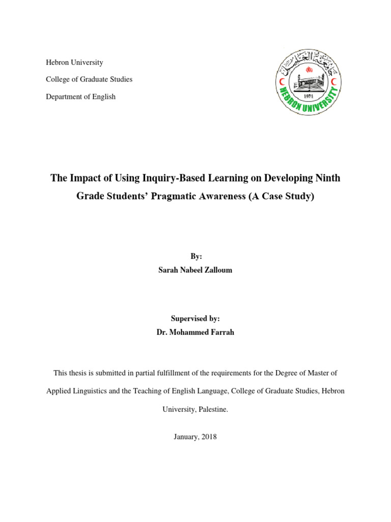 Ma Thesis-The Impact of Using Inquiry-Based Learning On Developing Ninth Grade Students ...
