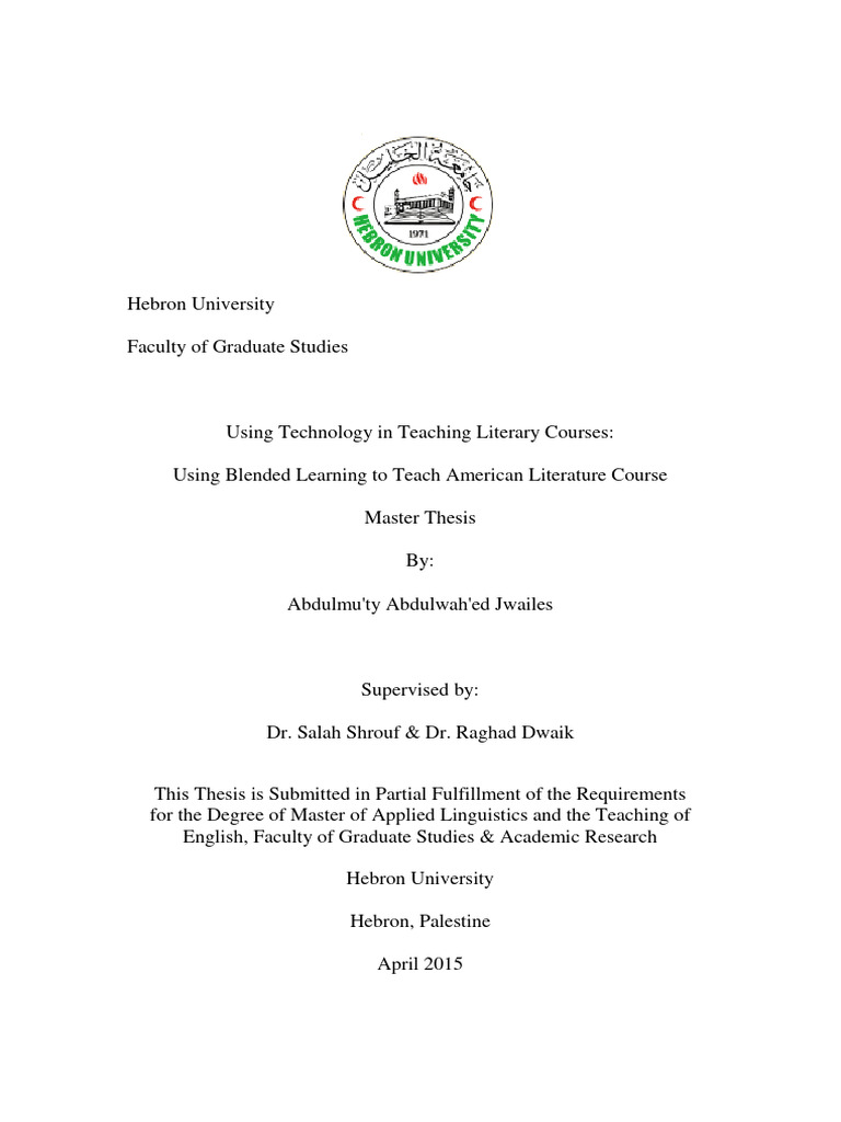 Ma Thesis-Using Technology in Teaching Literary Courses Using Blended ...