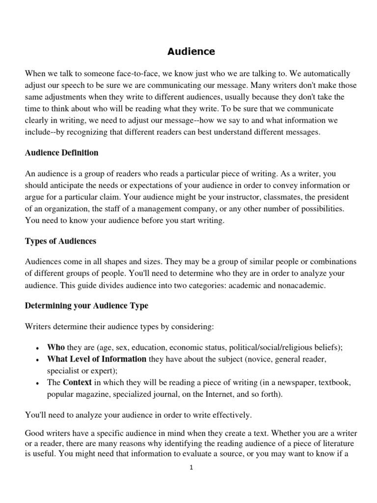 Audience, Tone, Mood, Sentence Pattern | PDF | Internet Access ...
