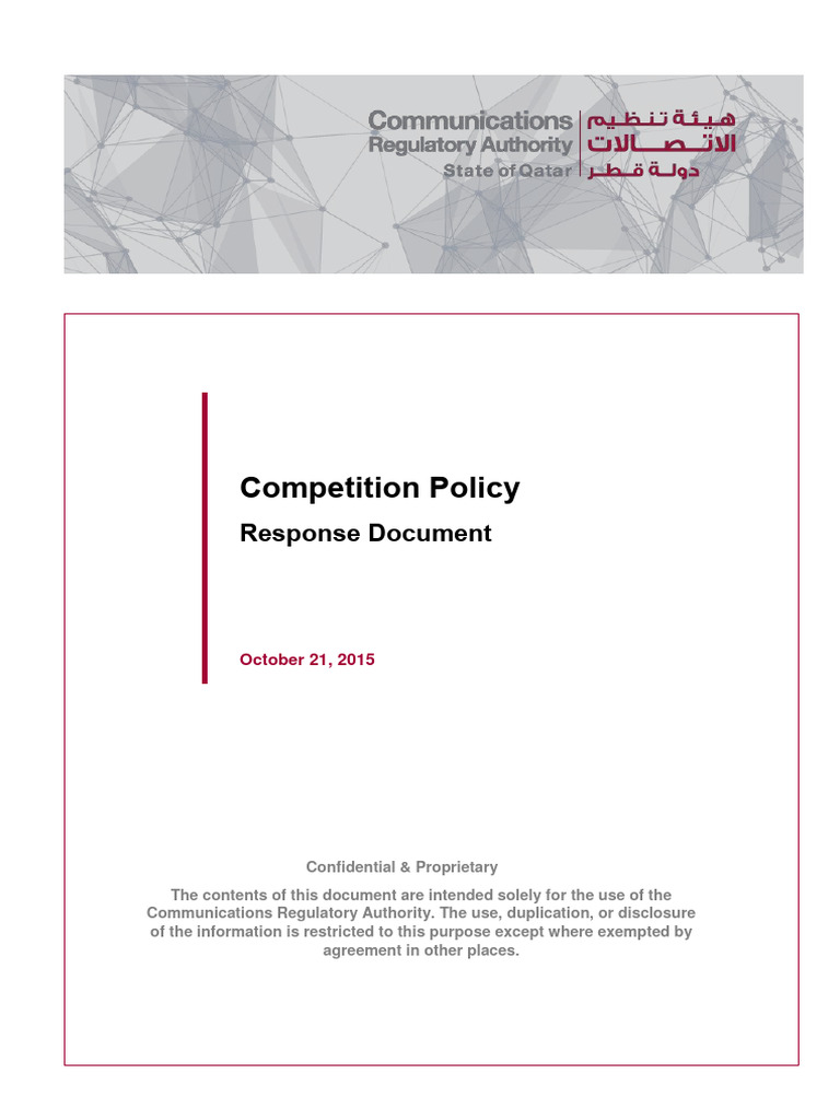 Competition Policy - Response Document - Competition Policy - 0 | PDF ...