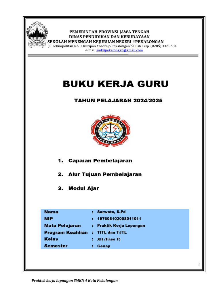 MODUL AJAR PRAKTEK KERJA LAPANGAN | PDF