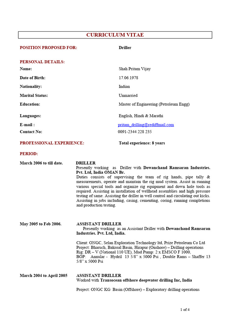 Pritam SHAH | PDF | Drilling Rig