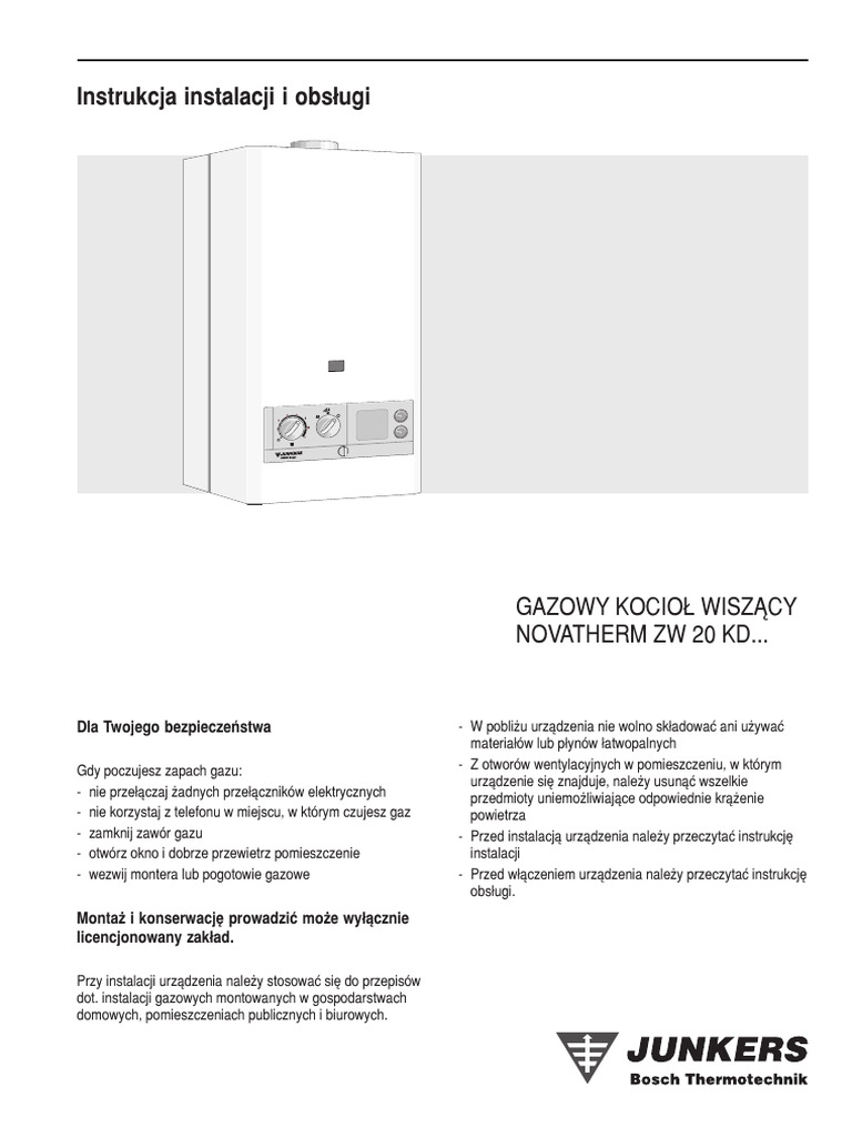 ZW20KD - Instrukcja Obslugi Kotla Junkers Novatherm - Od - AB ...