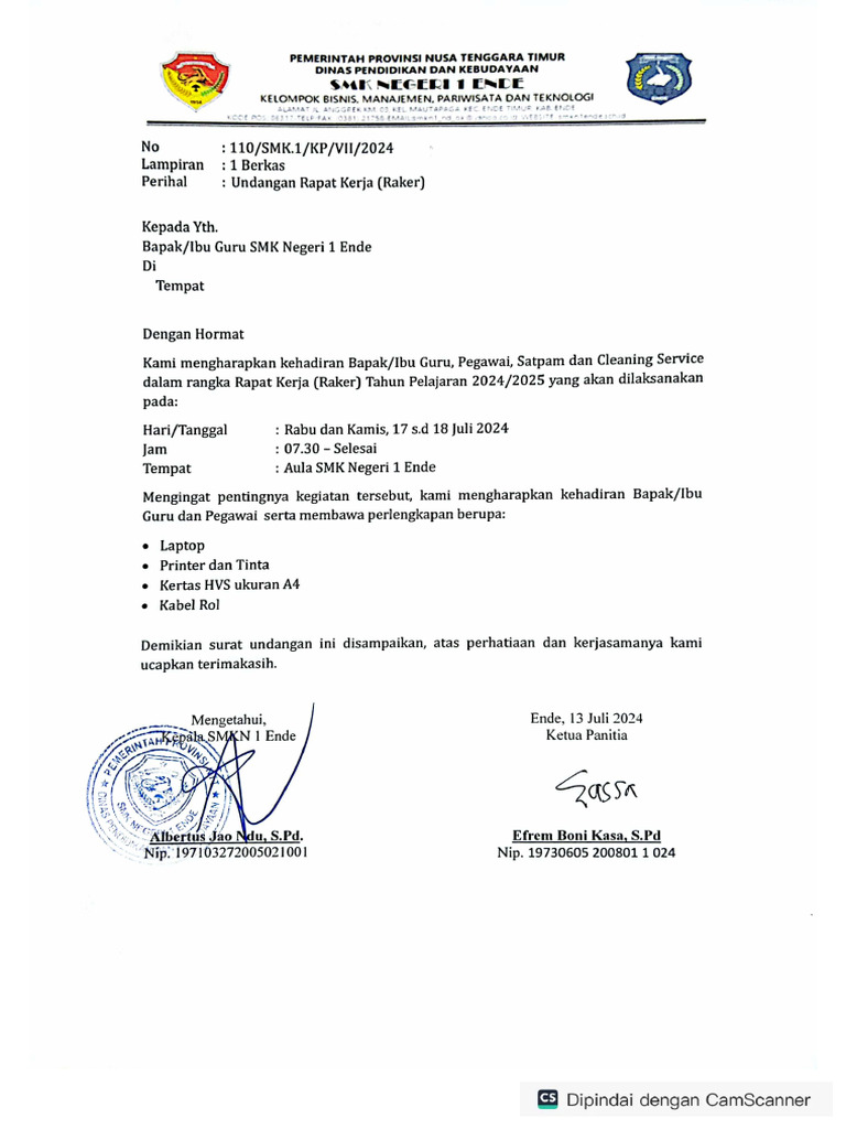 Undangan Raker Tapel 24-25 | PDF