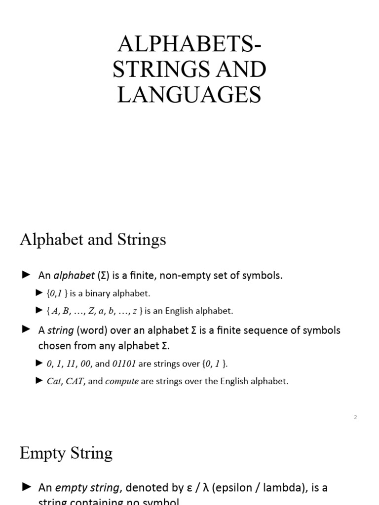 Lecture 2 Alphabets Strings Languages And Grammars Pdf String Computer Science