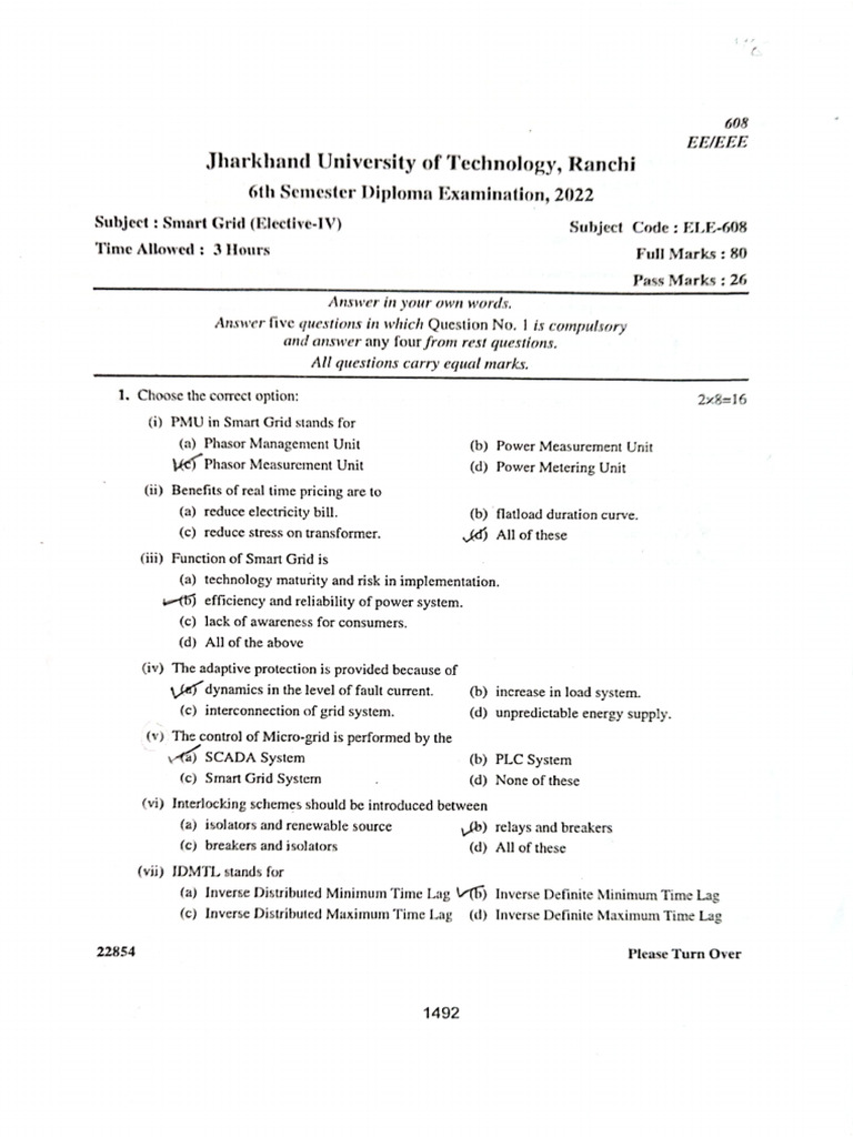 Smart Grid QP-2022 | PDF
