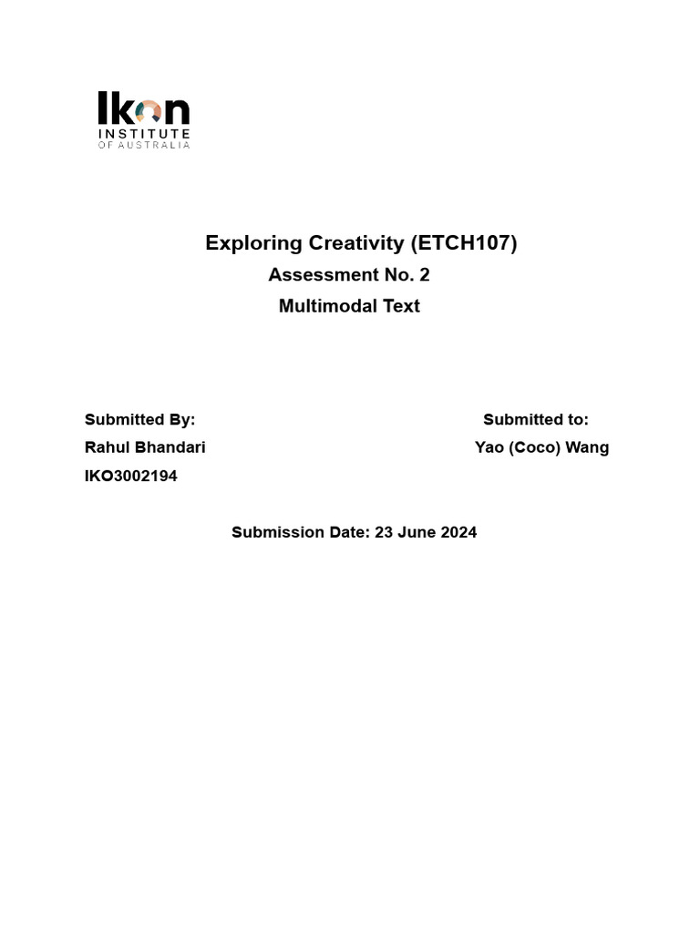 Rahul - Bhandari - EPRO104 - Assessment - Paragraph - Docx (1) - Merged | PDF | Creativity | Thought