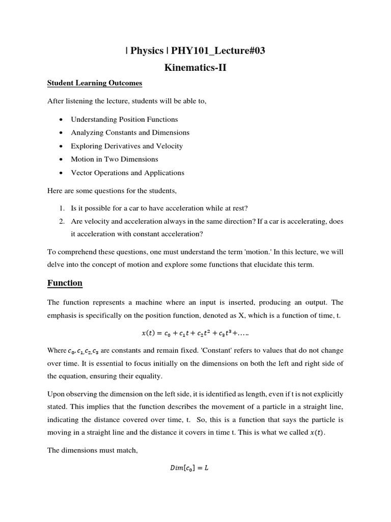 Lec3 Phy101 | PDF | Euclidean Vector | Acceleration