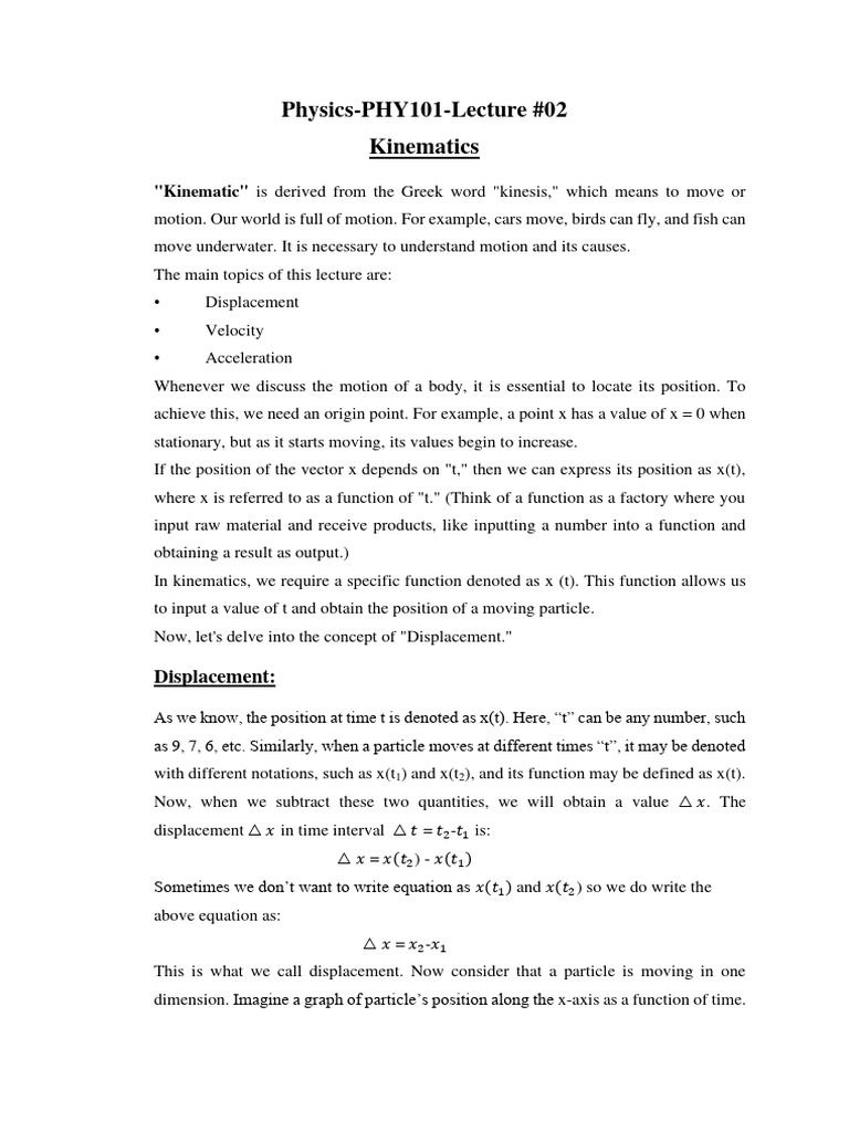 Lec2 Phy101 | PDF | Velocity | Euclidean Vector