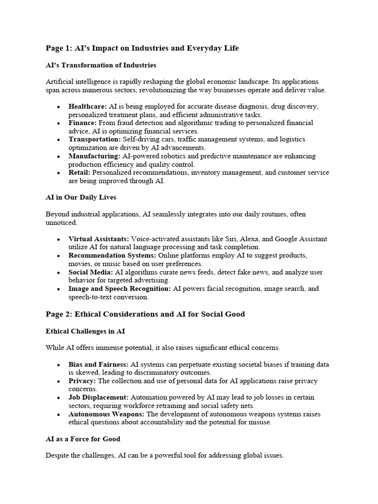 AI's Impact on Industries and Everyday Life | PDF | Artificial Intelligence | Intelligence (AI ...