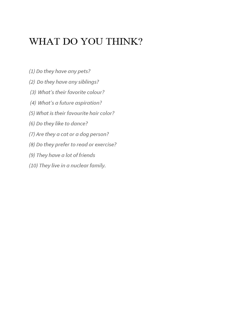 What Do You Think | PDF