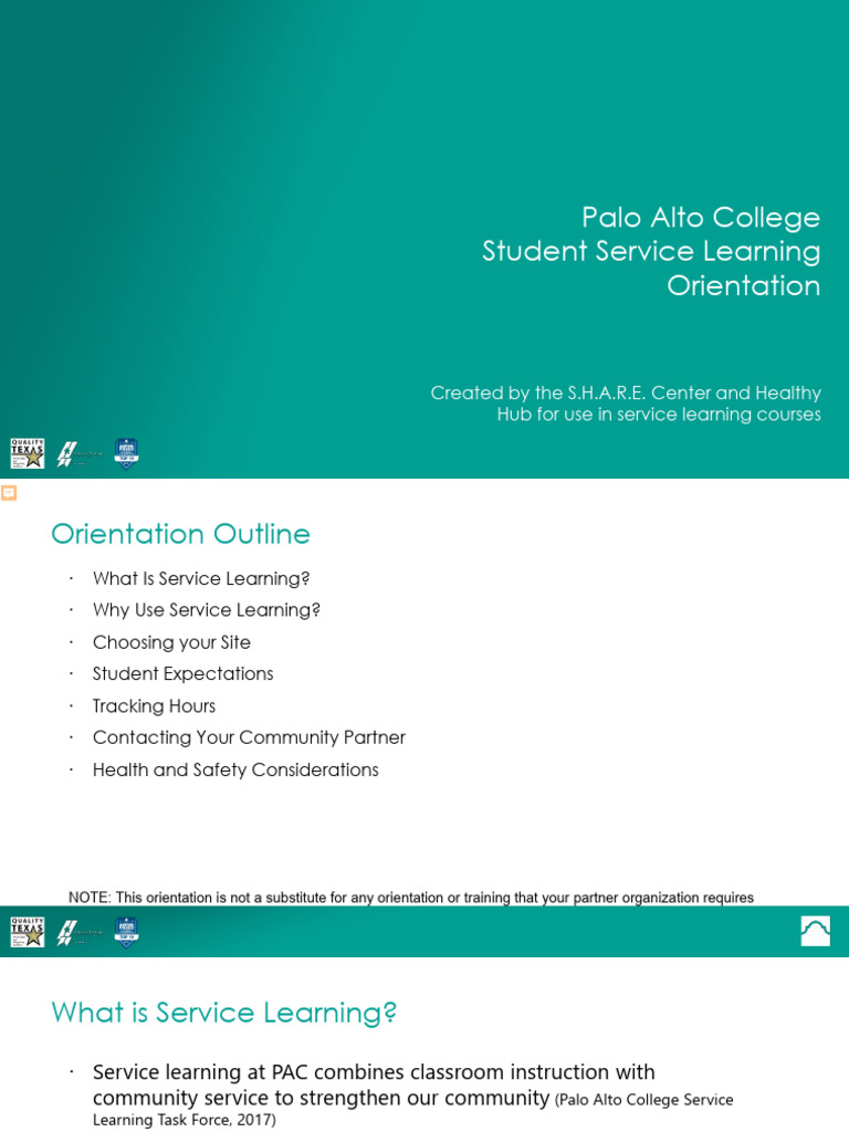 Service Learning Orientation PAC | PDF | Service Learning | Learning