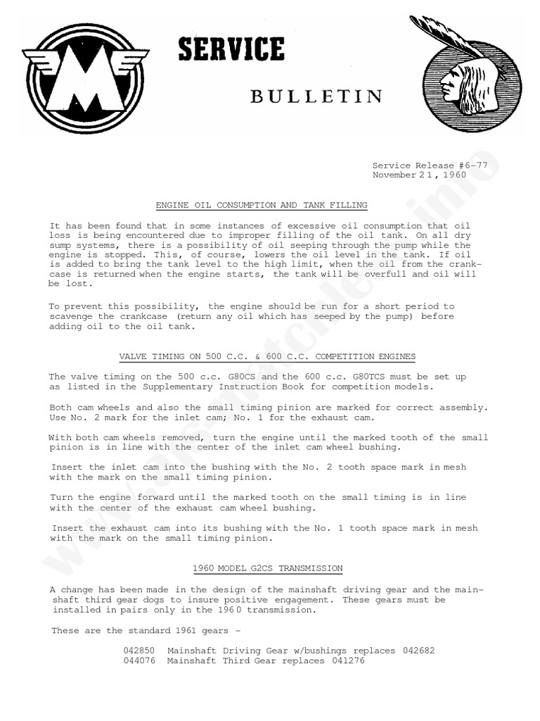 Ajs Service Bulletin 6-77 Oil Consumption Valve Timing G80CS and G80TCS ...