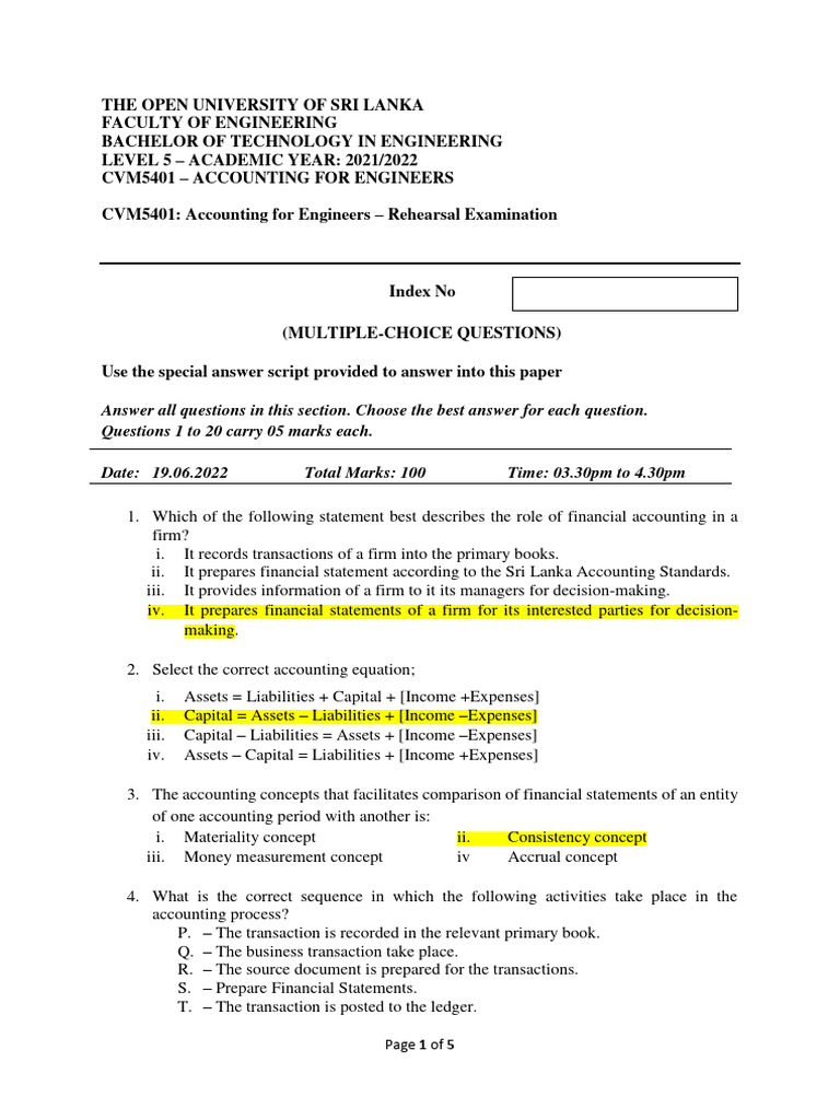 CVM5401 Rehearsal Exam Paper 19 06 2022 | PDF | Debits And Credits ...