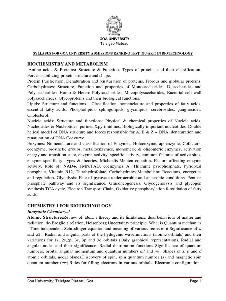 Biochemistry and Metabolism Author Goa University | PDF | Molecular ...