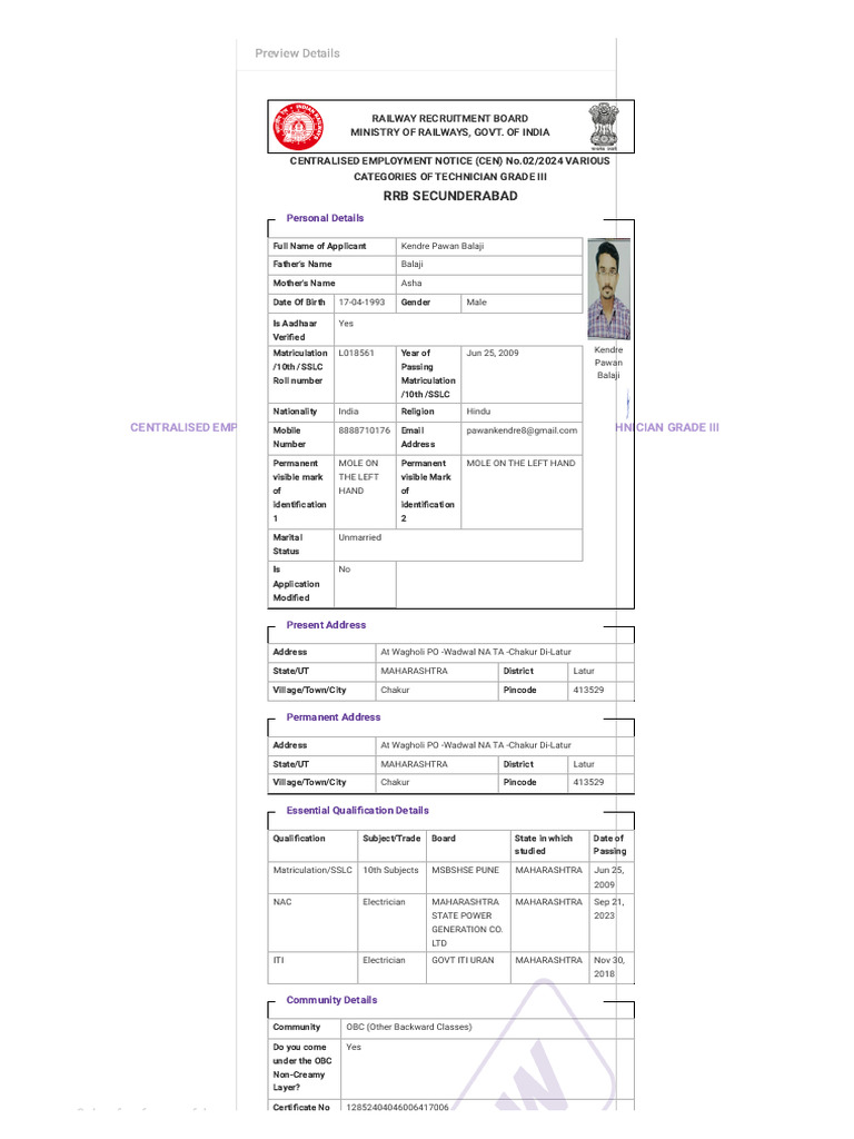 RRB - Candidate Apply Multipost | PDF