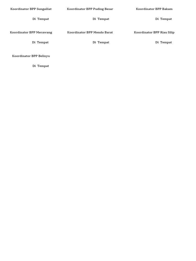 Undangan untuk Koordinator BPP | PDF