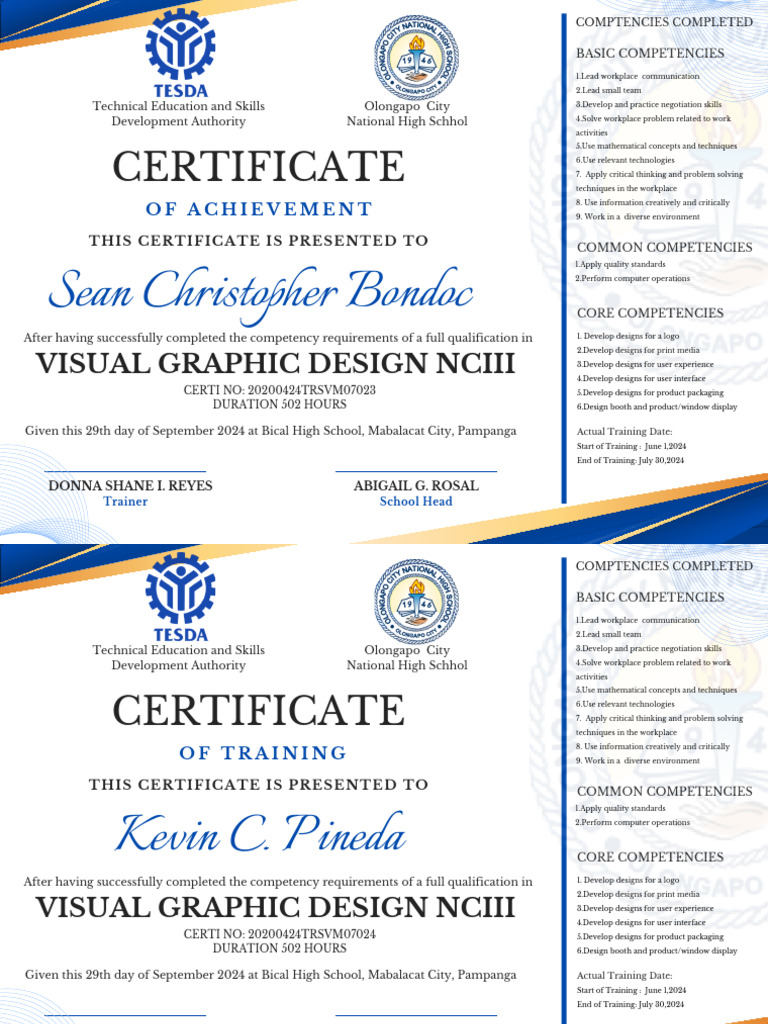 Certificate Tesda | PDF | Graphic Design | Vocational Education