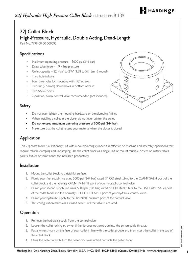 22J High Pressure Collet Block 7799 00 00 000092 | PDF | Valve | Pipe (Fluid Conveyance)