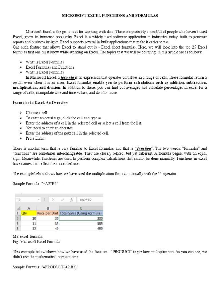 Microsoft Excel Functions and Formulas | PDF | Microsoft Excel | Function (Mathematics)