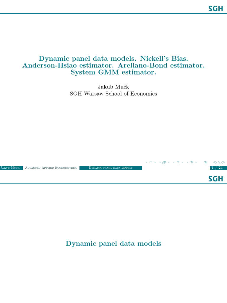 Dynamic Panel Data Models and Bias | PDF | Econometrics | Actuarial Science