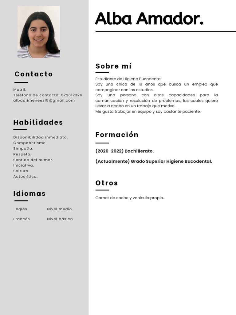 Currículum Vitae CV Minimalista Sencillo Clásico Gris | PDF
