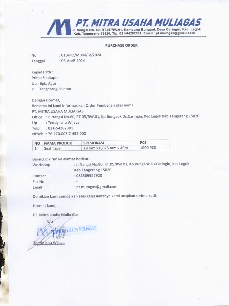 PO Sealtape 010 | PDF