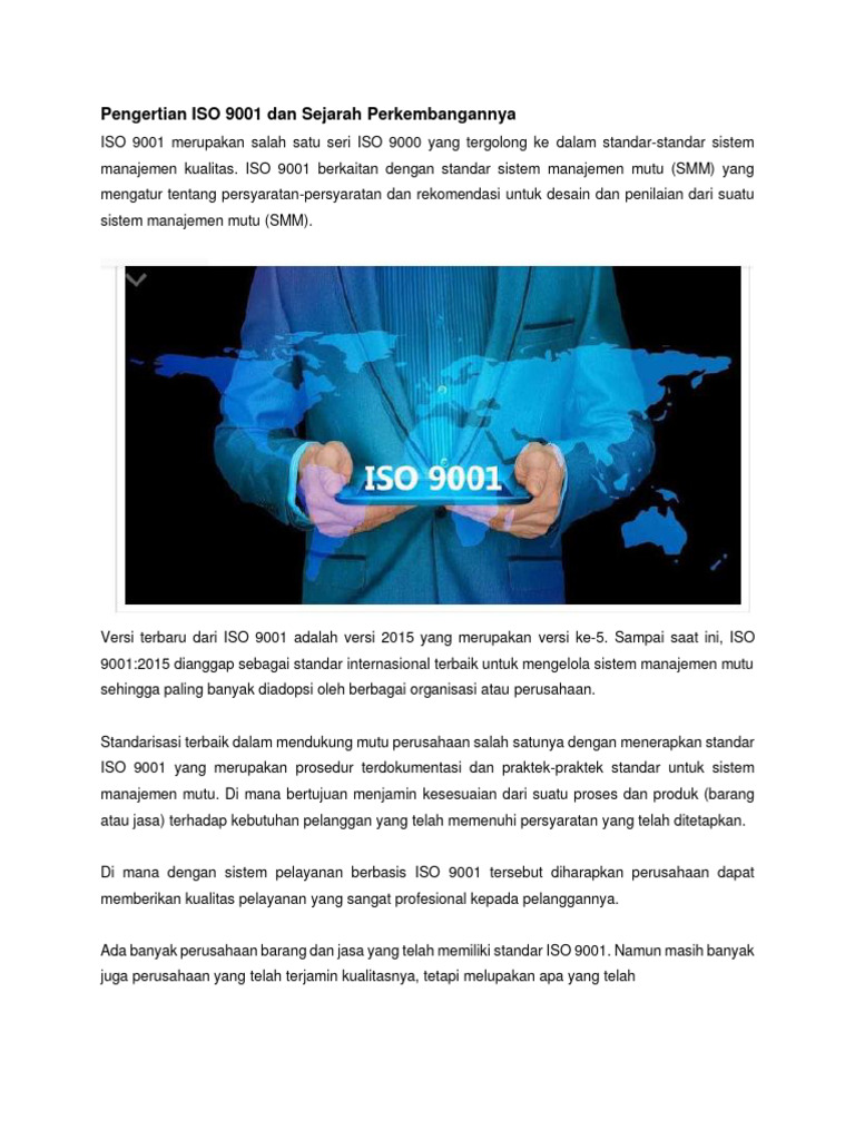 Pengertian dan Sejarah ISO 9001 | PDF