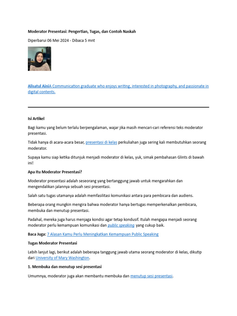 Moderator Presentasi Ubay | PDF