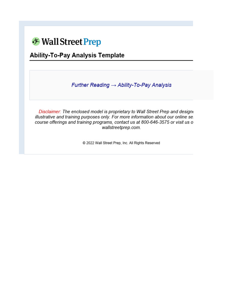 WSP Ability To Pay Analysis VF | PDF | Leveraged Buyout | Debt