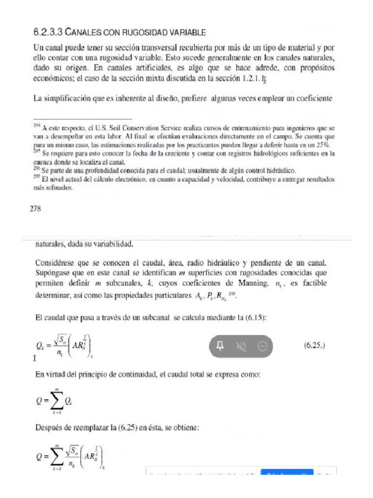 HIDRAULICA FORMULAS CANALES MIXTOS N Variable | PDF