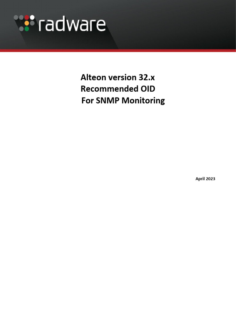 Alteon Recommended OIDs 32.x April 23 | PDF | Transport Layer Security | Network Protocols