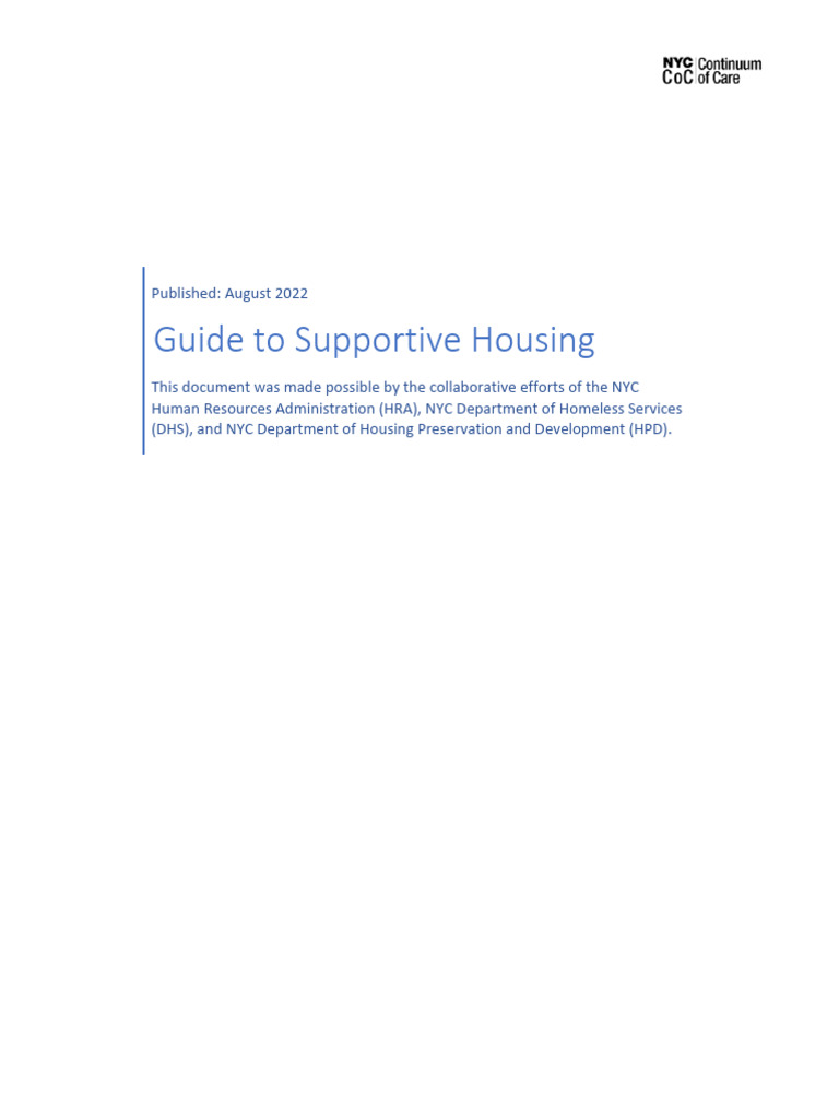 NYC CoC Guide To Supportive Housing 2022 | PDF | Identity Document ...