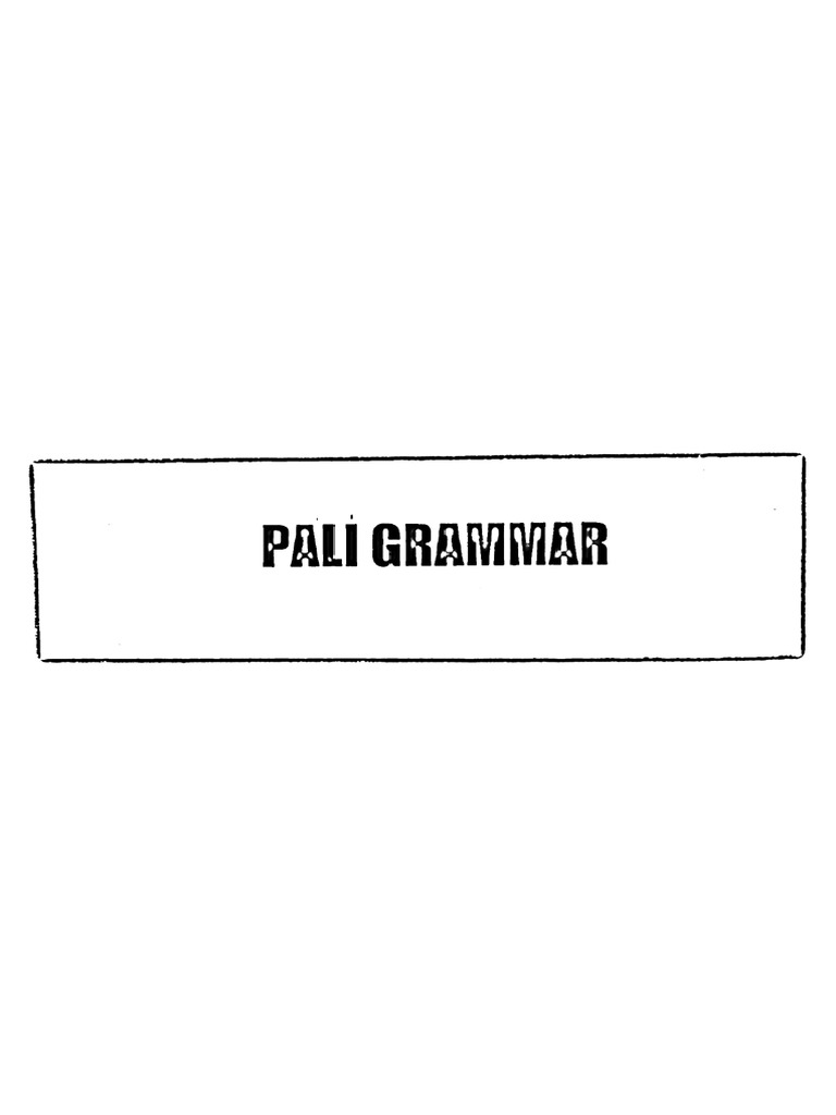 Pali Grammer | PDF