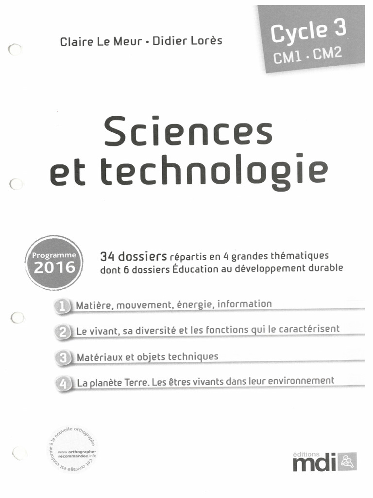 Mdi - C3 - CM1 CM2 - Sciences Et Technologie | PDF