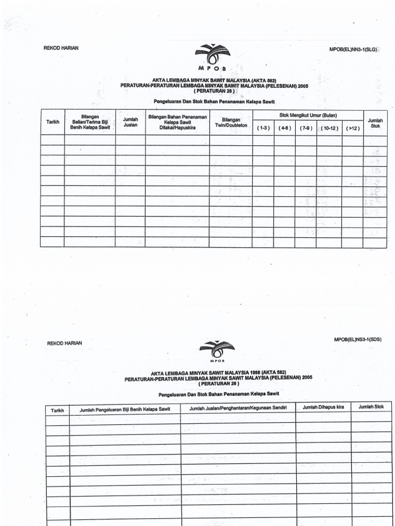 REKOD HARIAN MPOB | PDF