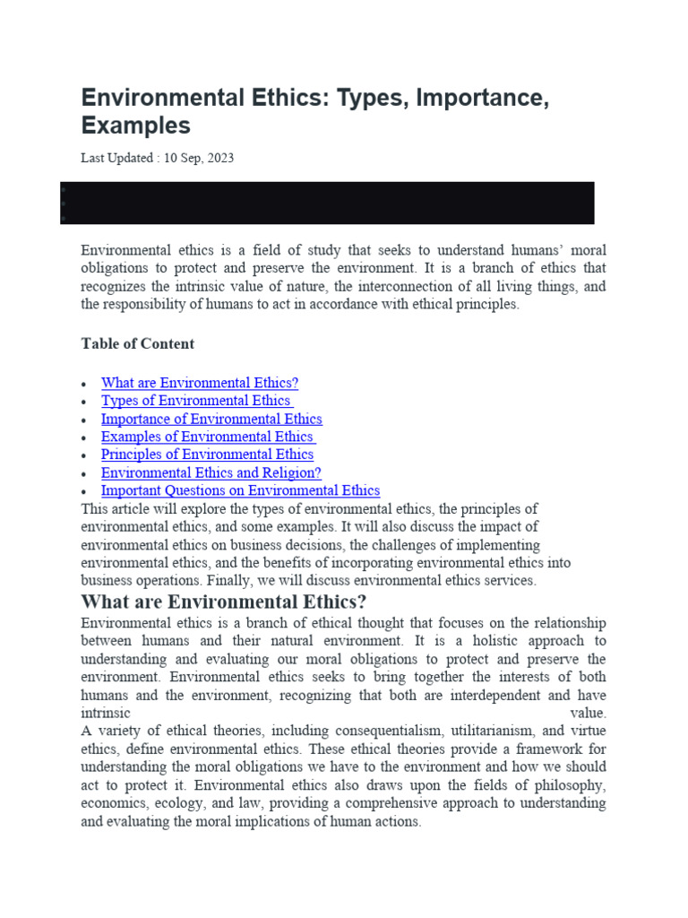 Environmental Ethics | PDF | Environmental Ethics | Sustainability
