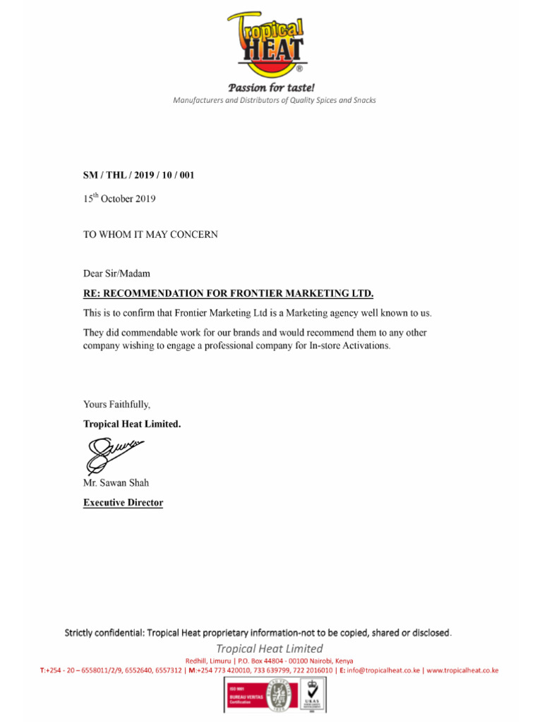 Microsoft Word - RECOMMENDATION LETTER - Doc - Tropical-Heat | PDF