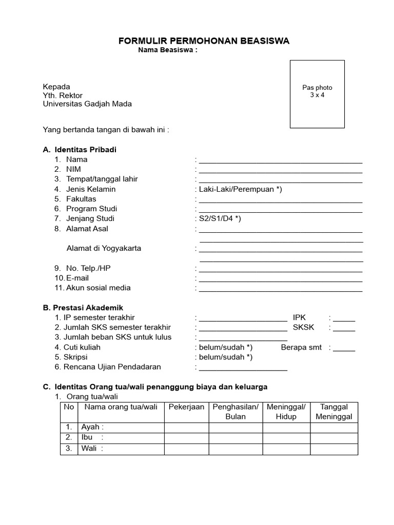 Formulir-Permohonan-Beasiswa | PDF